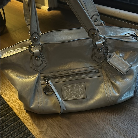 Coach | Bags | Coach Silver Shoulder Bag With Metallic Finish | Poshmark